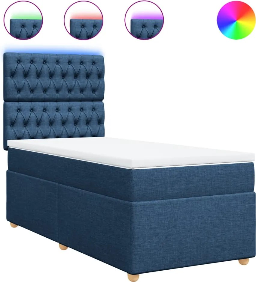 Box spring postel s matrací modrá 90x200 cm textil 3293476
