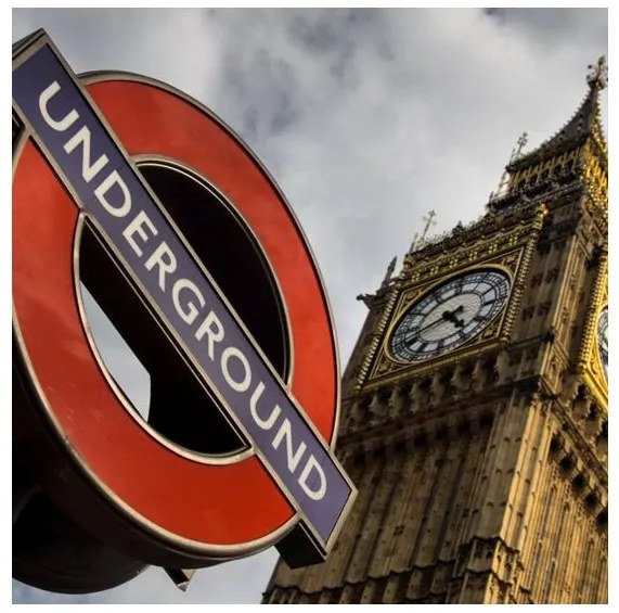 Obraz cedule londýnského metra vedle Big Ben (40x40 cm), 40 dalších rozměrů