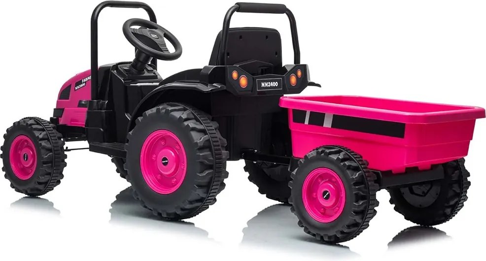 Elektrický traktor s vlečkou Milly Mally Farmer růžový