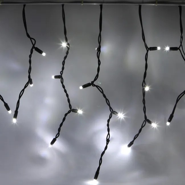 Easy Fix venkovní LED rampouchy, světelné, 300 × 90 cm, ledově bílá, 174 diod, černý kabel, IP67, prodlužovací