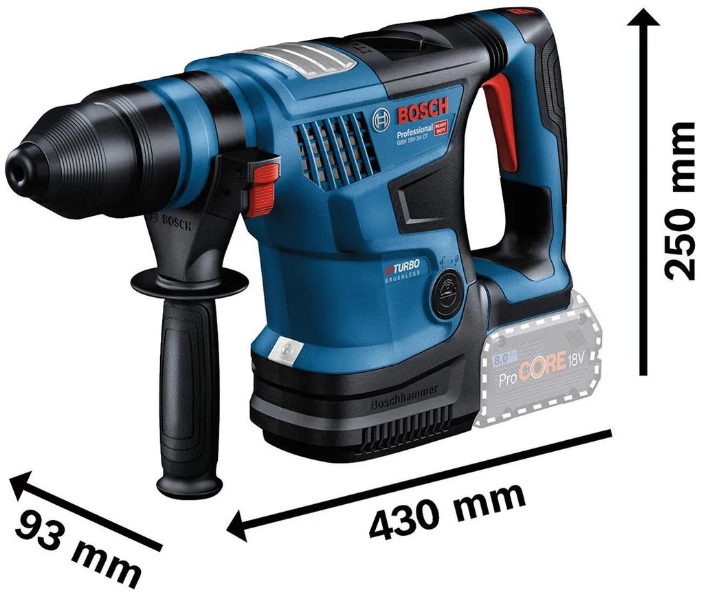 BOSCH GBH 18V-34 CF Akumulátorové vrtací kladivo BITURBO s SDS plus 0611914021