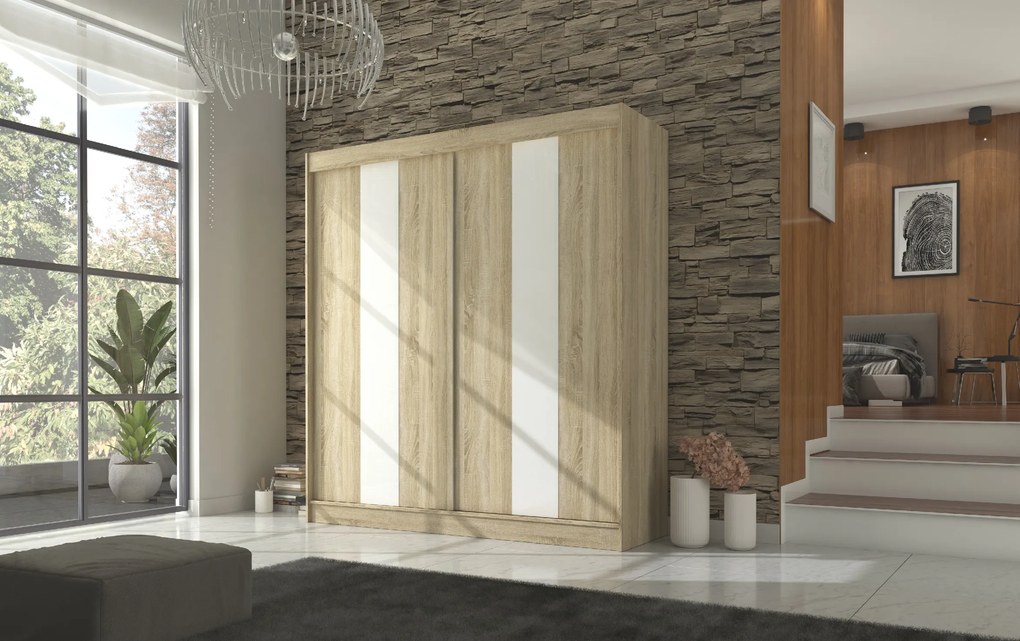 ADRK Furniture Posuvná skříň s lacobelem KAREN 200 ADRK-SW-KAR-SWL-200