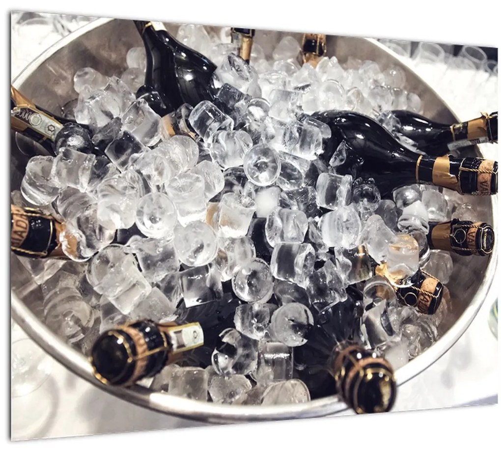 Skleněný obraz - šampaňské v ledu (70x50 cm)