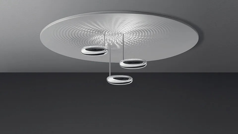 Artemide 1474W10A Droplet, designové stropní svítidlo, 3x29W LED 2700K stmívatelné, chrom-hliník, prům. 110cm