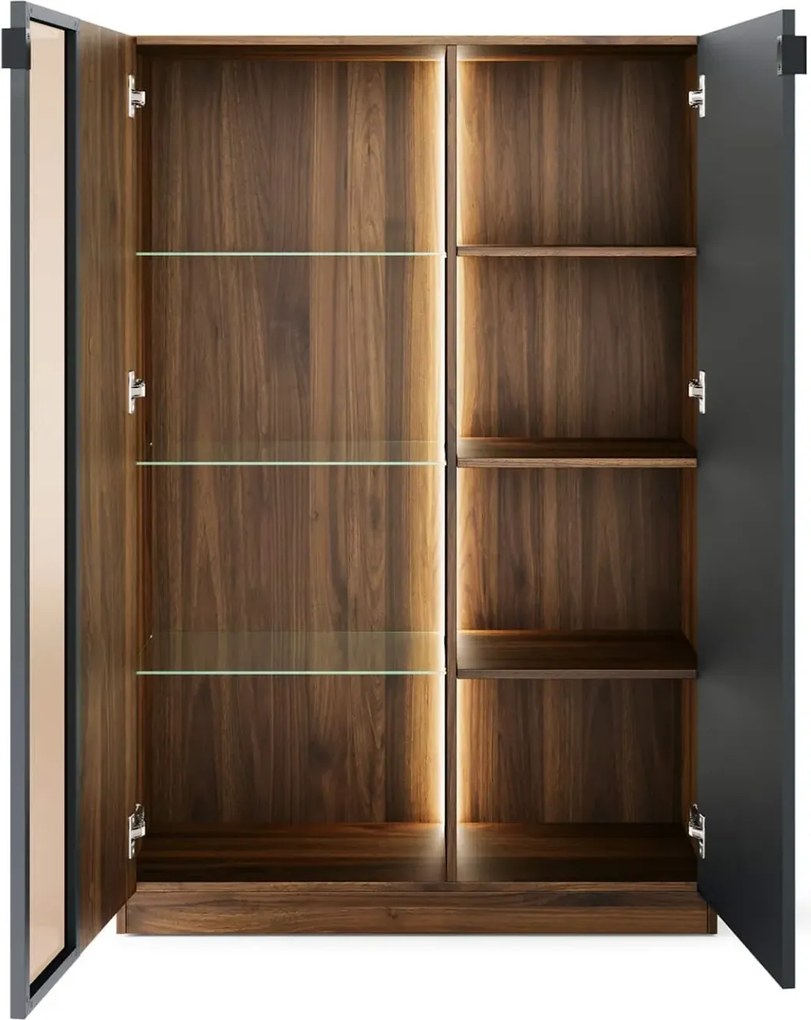 Vitrína s LED osvětlením Radium 15 91 cm ořech Columbia/černá