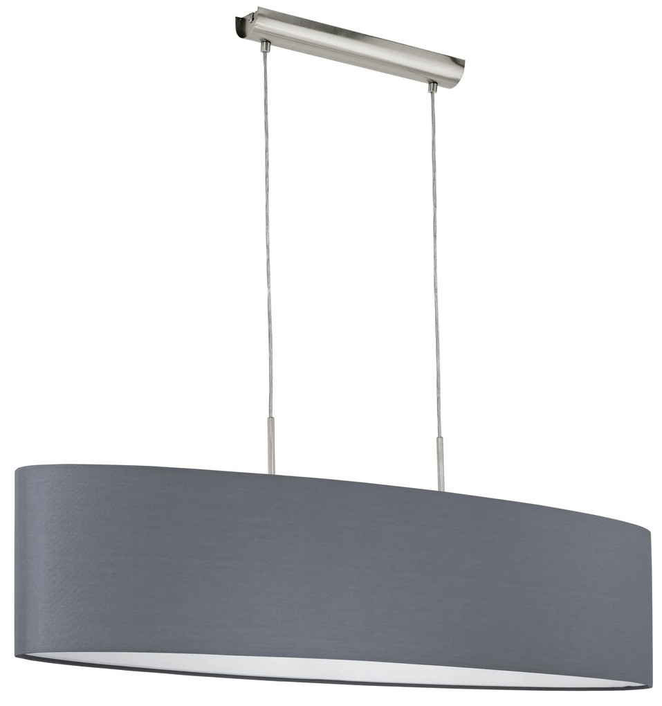 Eglo 31586 PASTERI grey classic - Závěsný textilní lustr + Dárek 2x LED žárovka, 2 x E27, 100cm