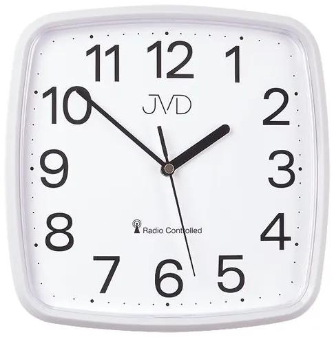 Bílé přesné hranaté rádiem řízené levné hodiny JVD RH616.1