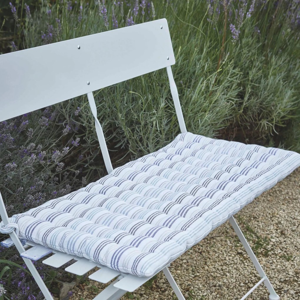 Garden Trading Sedák na lavici Orchard Stripe, modrá barva, šedá barva, textil
