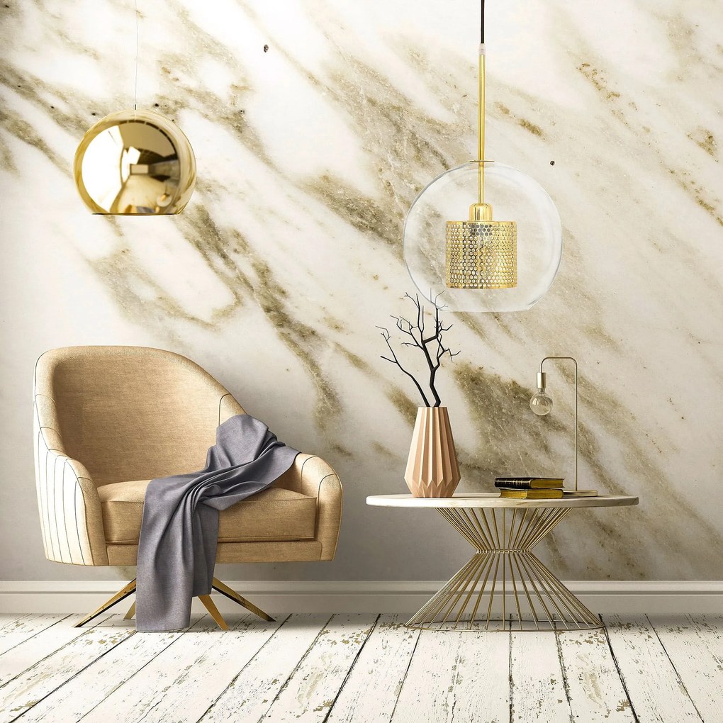 Toolight - závěsná skleněná lampa APP556-1CP 30cm, zlatá, OSW-08749