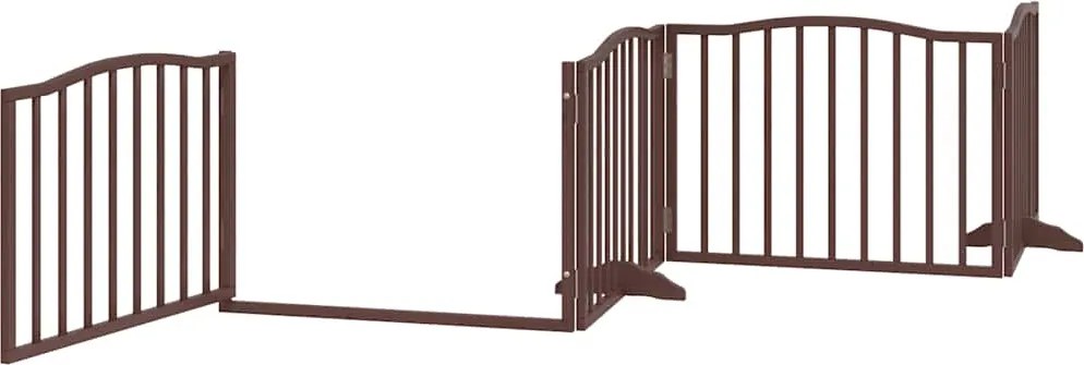 Zábrana pro psy s dvířky skládací 12 panelů hnědá 960 cm topol 3155636