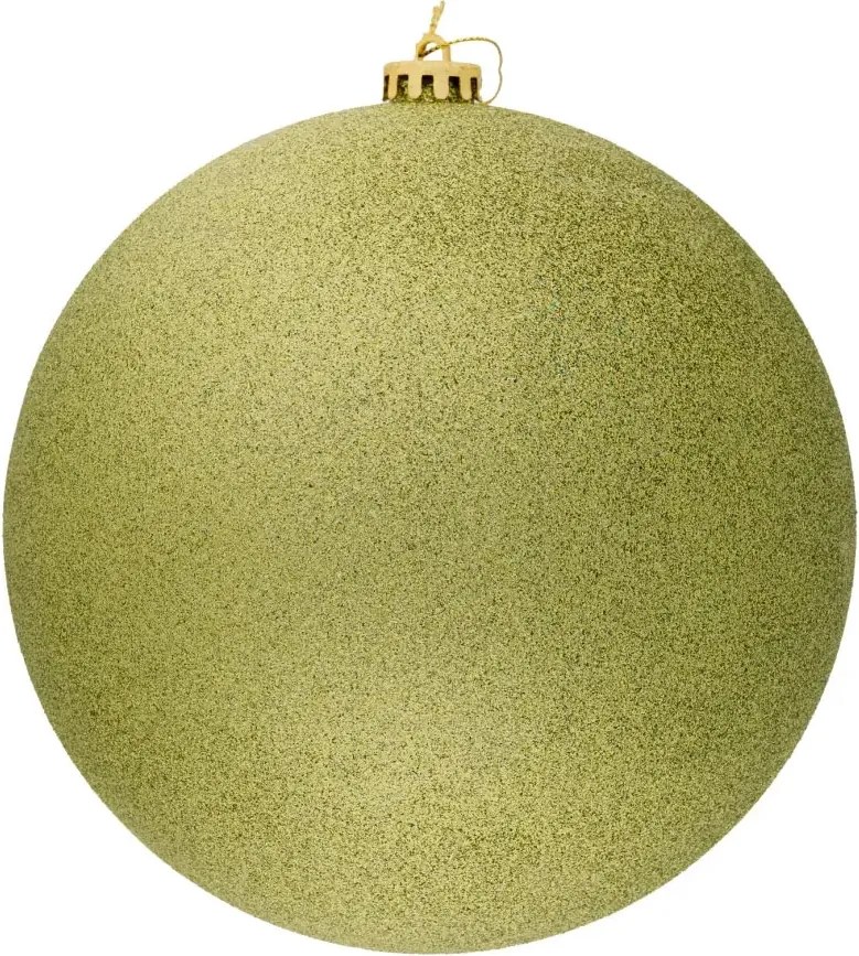 Velká vánoční ozdoba 20 cm plastová koule jablkově zelená glitter
