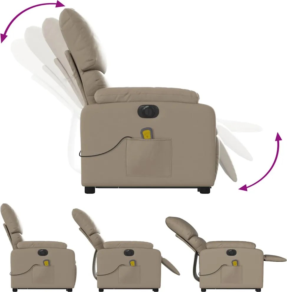 Elektrické zvedací masážní polohovací křeslo cappuccino koženka 3204913