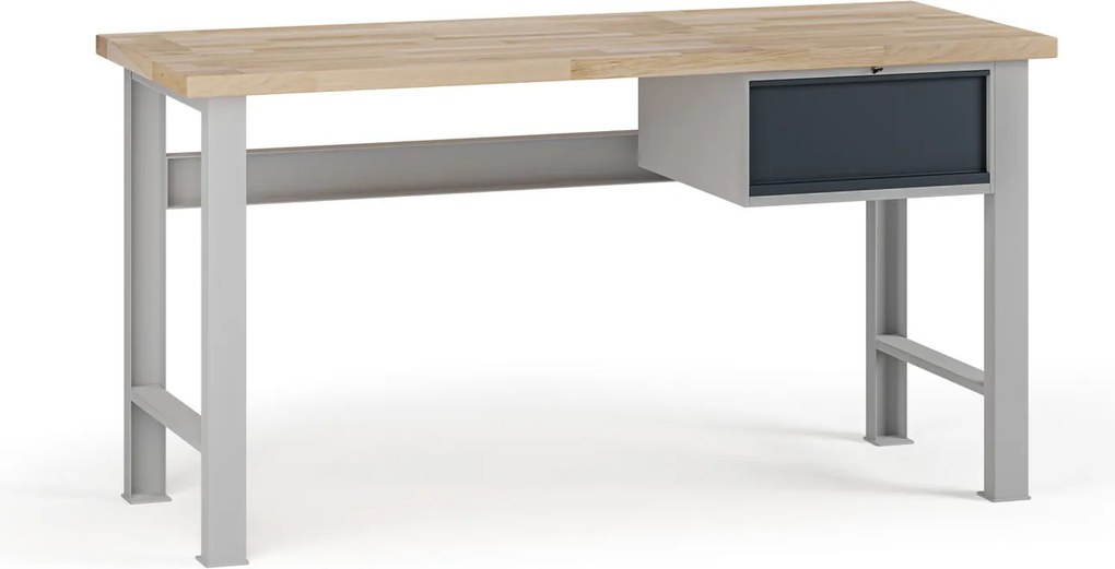 Dílenský pracovní stůl G7, buková spárovka, 1700 x 685 x 840 mm, 1x kontejner, 1 zásuvka, grafit