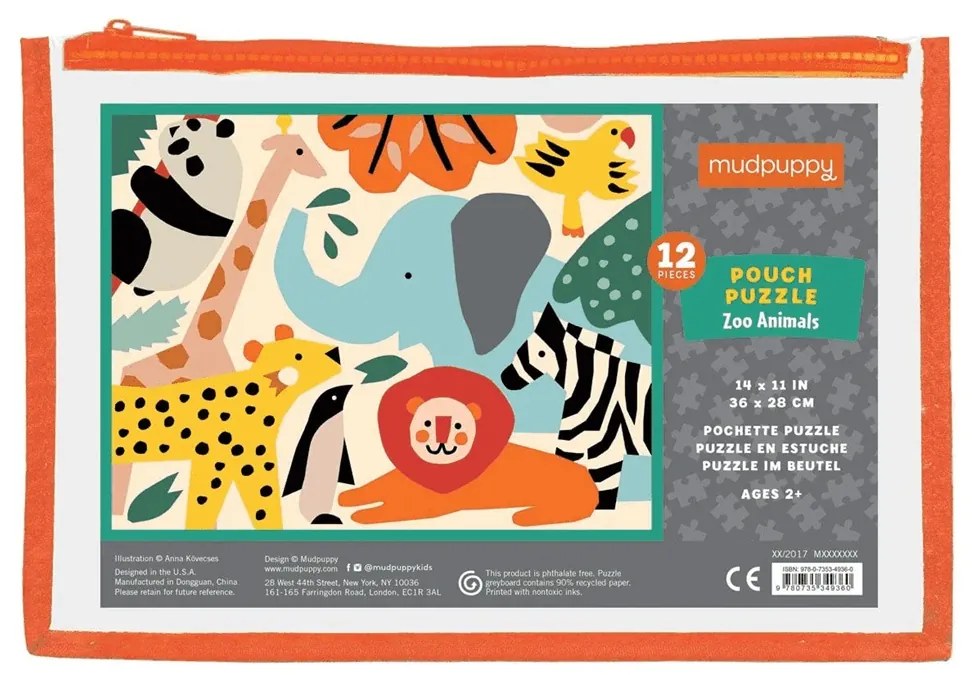 Mudpuppy Puzzle zvířátka v zoo 12 dílků