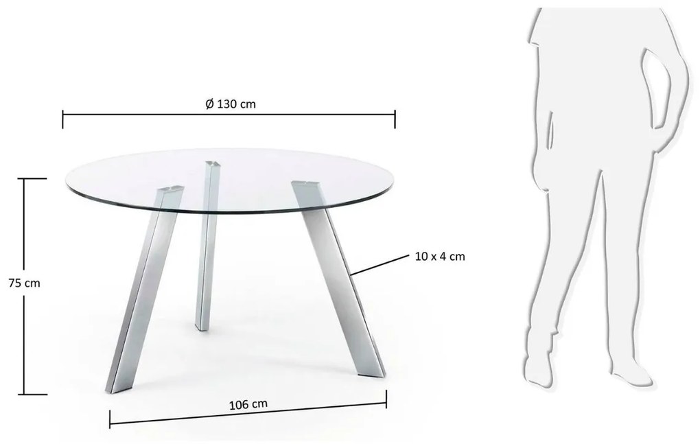 Kulatý skleněný jídelní stůl Kave Home Carib 130 cm