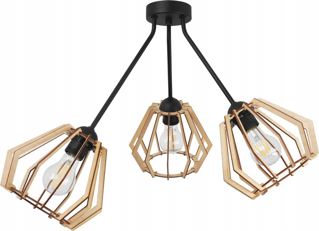 Závěsné Svítidlo Trojitý Stropní Lustr Dřevěné Moderní Boho Led