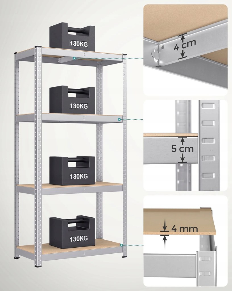 Sada regálů Regmet 2 ks 160 cm hnědá/stříbrná