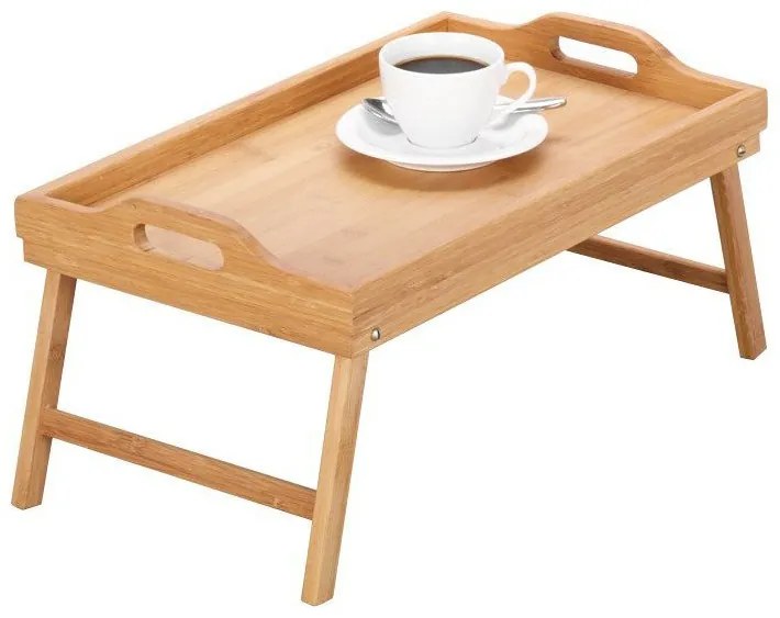 Snídaňový stolek, bambusový podnos s nohama, 50x30 cm, ZELLER