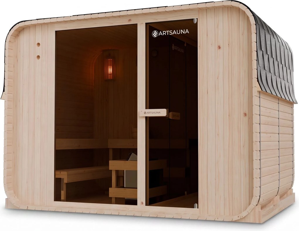 Artsauna Venkovní sauna Cube Fjora XXL s odpočívárnou