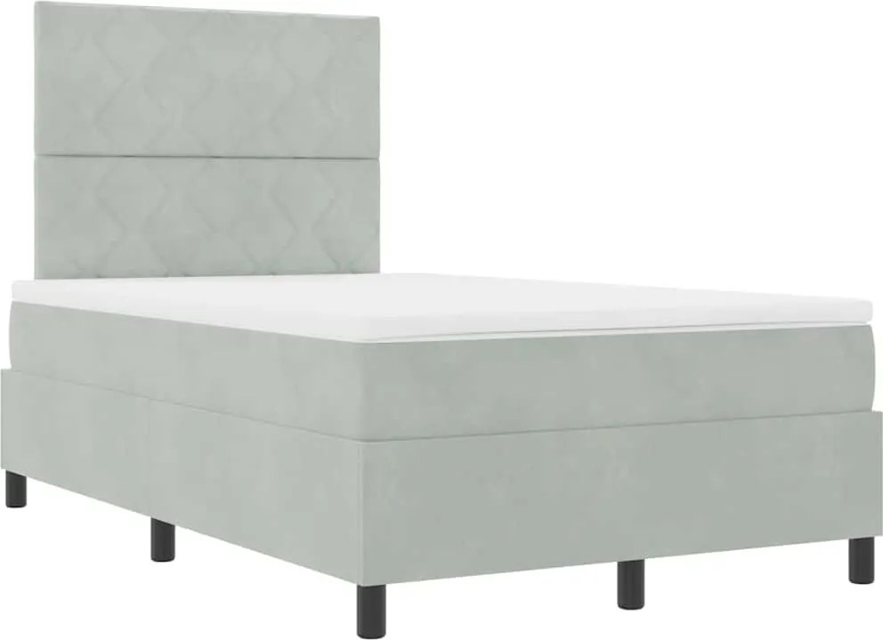 Postel s boxspringem s čelo Světle šedá 120 x 200 cm samet 3339890