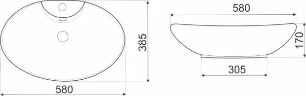 Novoterm Keramické umyvadlo na desku NV-KR-139 bílá