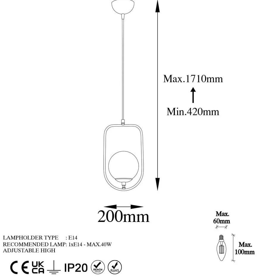 Závěsné svítidlo ve zlaté barvě se skleněným stínidlem Skew – Opviq lights
