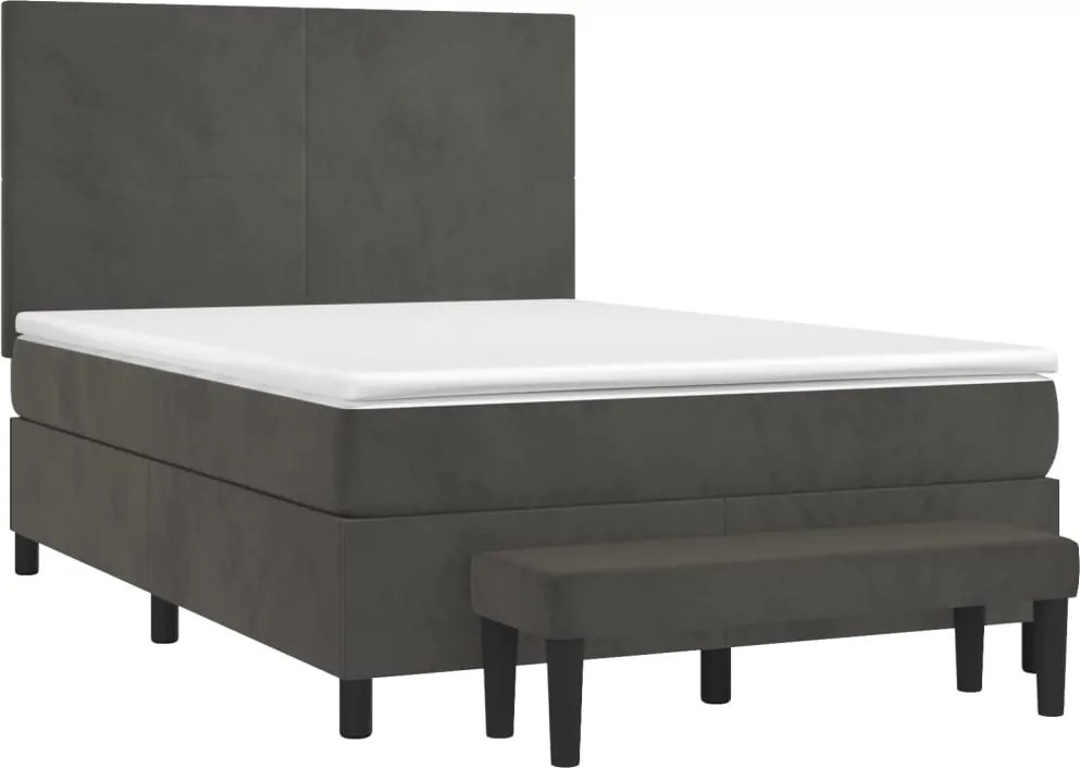 Box spring postel s matrací tmavě šedá 140x200 cm samet 3137726