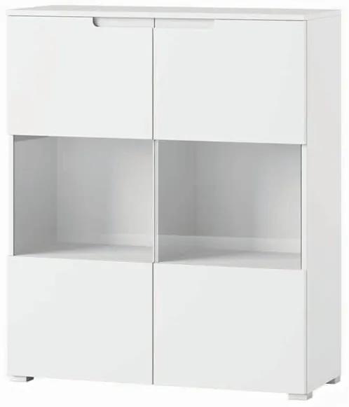 Bílá dvoudveřová skříňka s vitrínou Szynaka Meble Selene