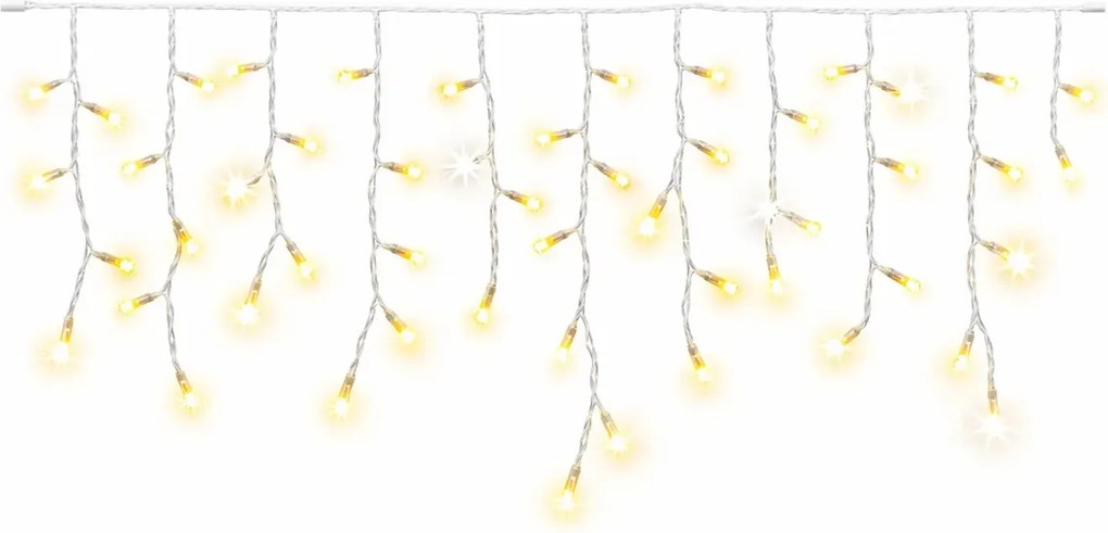 Easy Fix venkovní LED rampouchy, světelné, 300 × 50 cm, teple bílá s FLASH, 114 diod, bílý kabel, IP67, prodlužovací