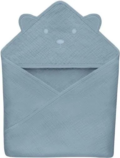 Dětská osuška lionelo muslin hooded towel grey sky