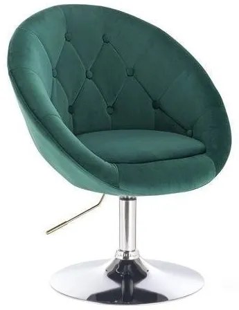 LuxuryForm DESIGN Otočné křeslo VERA VELUR na stříbrném talíři - zelené