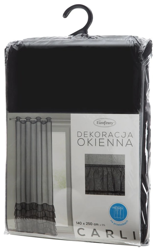ZÁCLONA NA KROUŽČÍCH CARLI 140X250 CM ČERNÁ