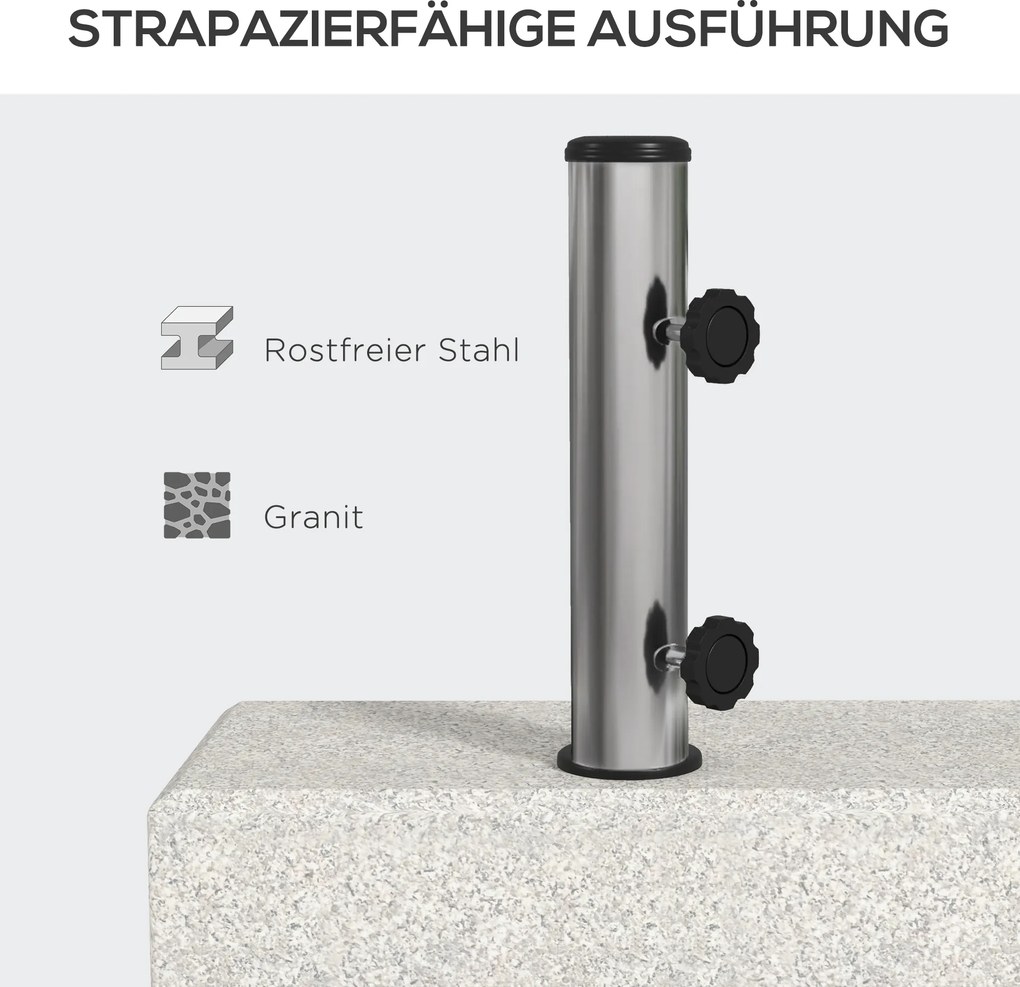 Stojan na slunečník 25 kg, žulový podstavec na slunečník, pro tyče slunečníku Ø32/38/48 mm, šedý