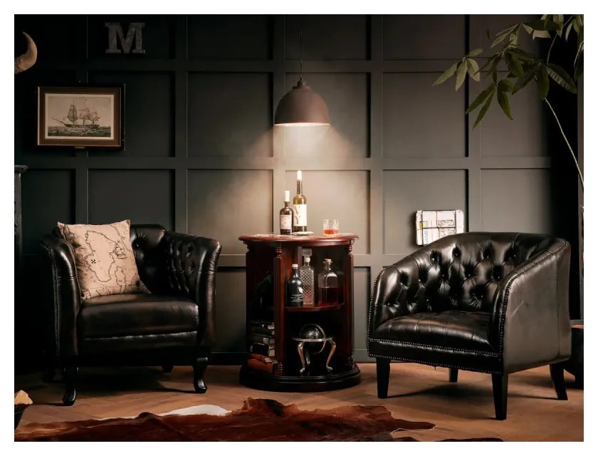 Massive home | Křeslo Chesterfield Belfast z pravé kůže - hnědá