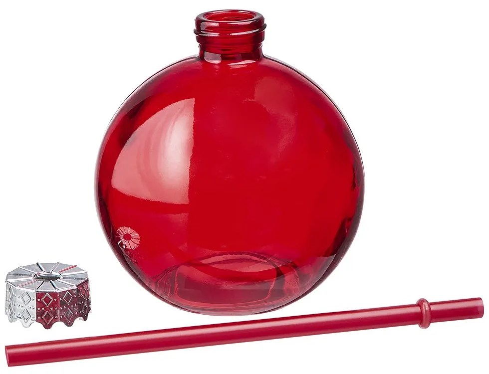 SANTA'S BUBBLE Skleněná koule s brčkem - červená