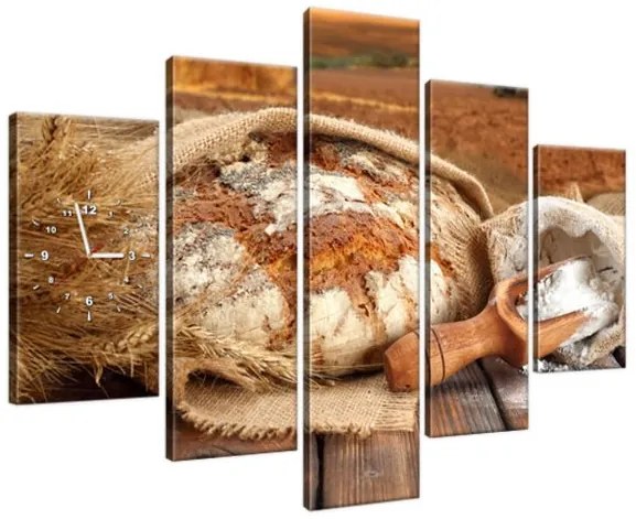 Tištěný obraz s hodinami Venkovský domácí chléb 150x105cm ZP1356A_5H