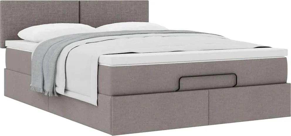 Osmanský postel s matrací taupe 140x190 cm textil 3311377