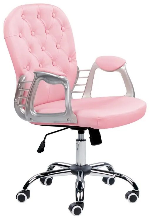 Růžová ekologická kožená kancelářská židle PRINCESS Beliani