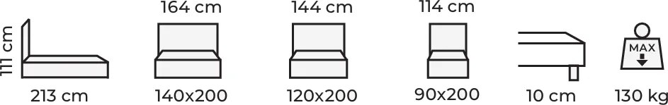 Postel KELLY 140x200 tmavě šedá