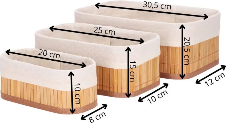 Bambusové košíky sada 3 ks SPRINGOS HA0152
