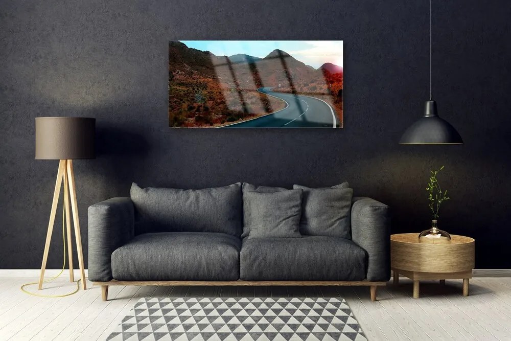 Plexisklo-obraz Cesta Hory Poušť 100x50 cm