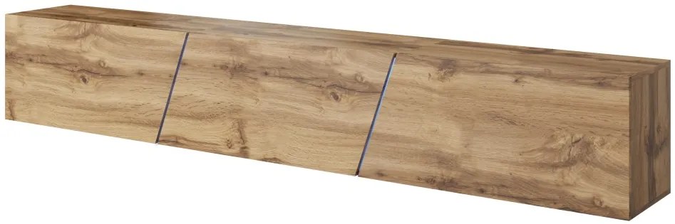 Závěsný TV stolek SLANT 240 cm s LED osvětlením dub wotan