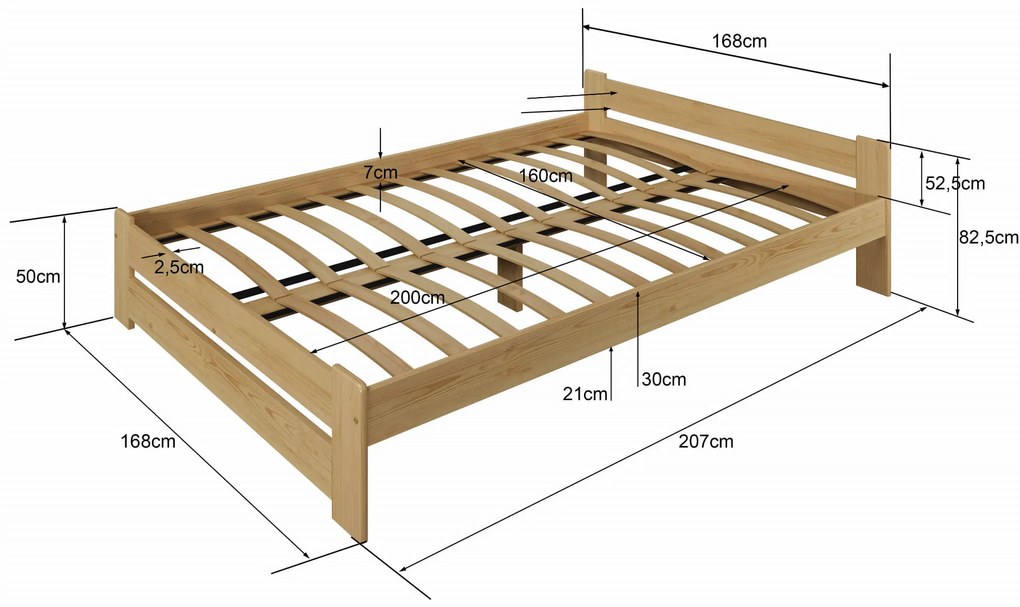 Postel z masivu 160x200 Euro ořech s roštem