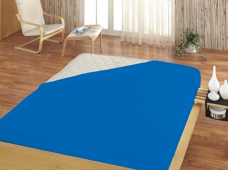 Matějovský napínací prostěradlo jersey Středně modré na matraci: 140 x 200 cm