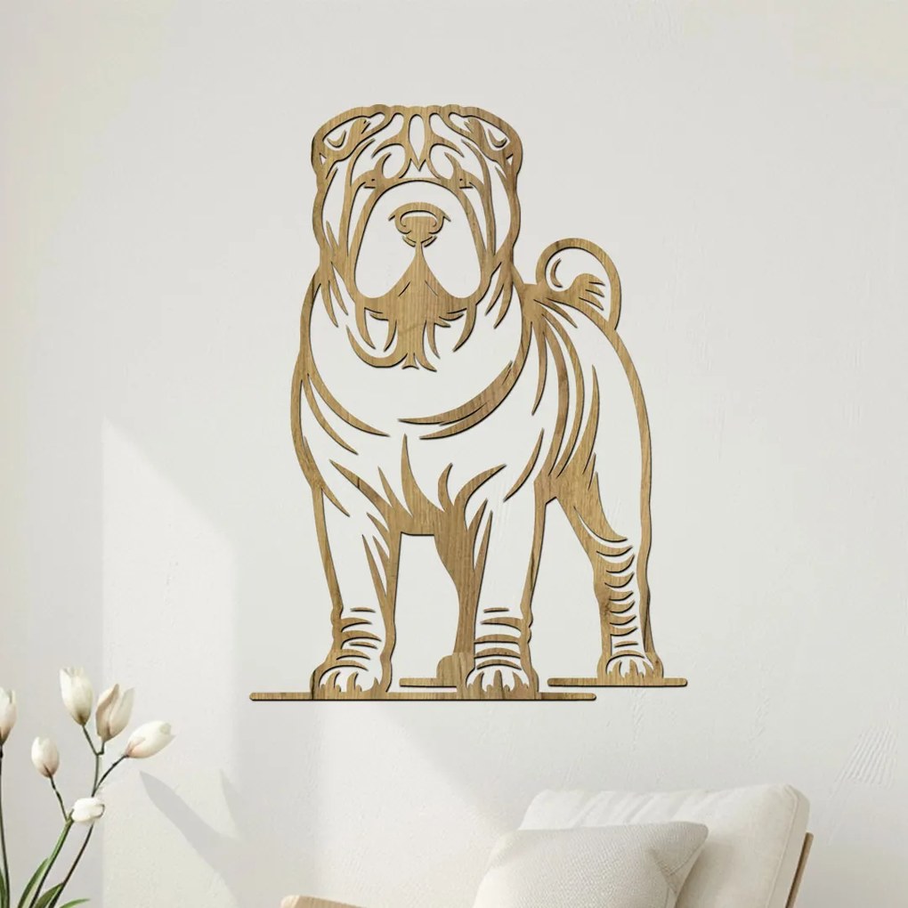 dřevo života Dřevěný obraz psa SHAR PEI Zvolte rozměr (cm): 29x40, Zvolte barvu dekoru: Buk