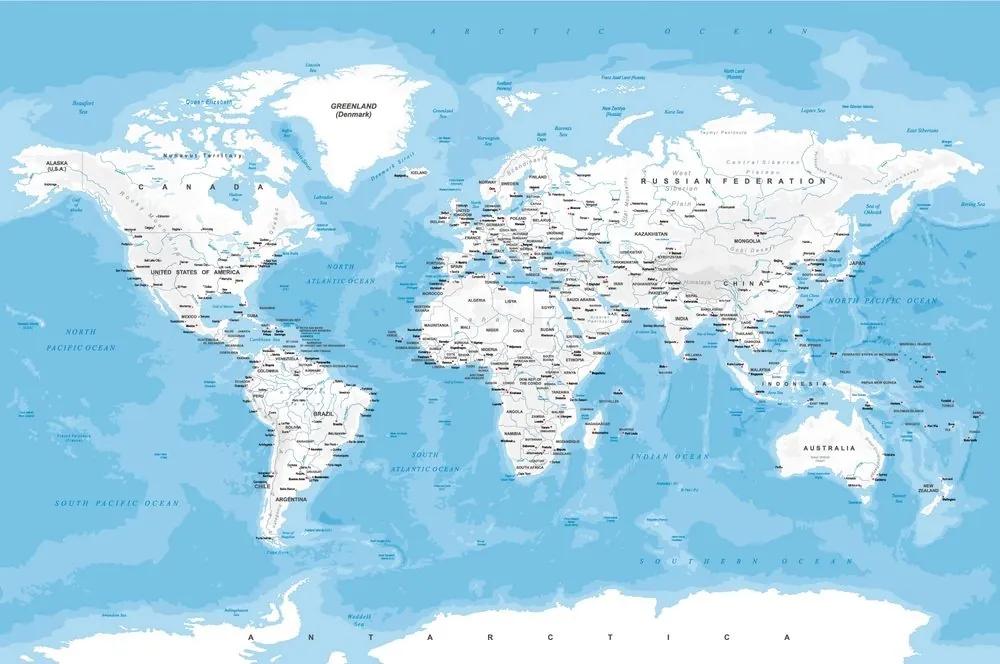 Samolepící tapeta stylová mapa světa - 225x150 cm
