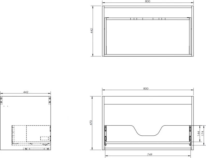 Mexen Box-A, závěsná skříňka 80 cm, 1 zásuvka, bílá lesklá, 91AX0-0800-470-1-00