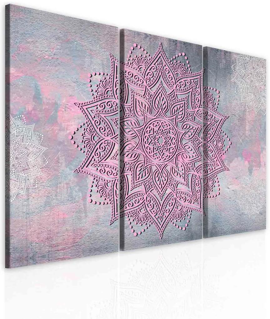 Třídílný obraz mandala růžová Velikost (šířka x výška): 60x40 cm