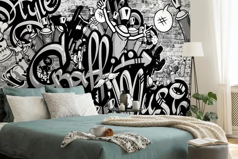 Tapeta šedé street art graffiti - 150x270