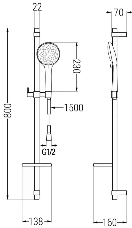 Mexen sprchový set DQ74, černá, 785744581-70
